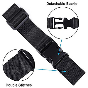 Wisdompro 2 Pcs Add a Bag Luggage Strap, Heavy Duty Adjustable Suitcase Belt Travel Attachment Travel Accessories for Connecting Your Luggage - Black, 31 Inch