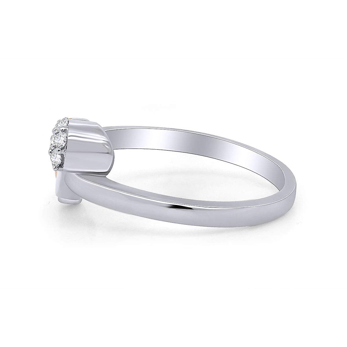 Round White Natural Diamond Accent Mic & Music Note Two Tone Ring 14k White Gold Over Sterling Silver