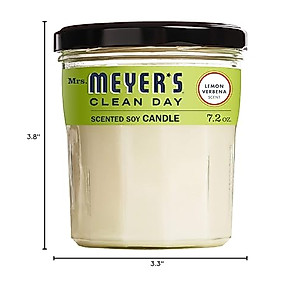 MRS. MEYER'S CLEAN DAY Soy Aromatherapy Candle, 35 Hour Burn Time, Made with Soy Wax and Essential Oils, Lemon Verbena, 7.2 oz