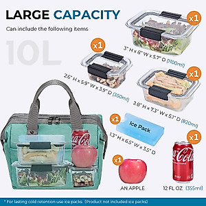 ECHSRT Insulated Lunch Tote Bag & 10L Insulated Lunch Bag with Shoulder Strap 2pack Blue & Green