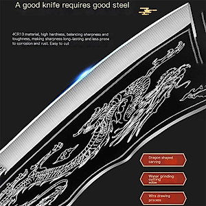 Handmade Dragon Knife, 8.2'' Cuchillo de Cocina Afilado, Dragon Slaying Knife, Japanese Black Dragon Knife, Handmade Super Sharp High Carbon Stainless Steel Kitchen Knives with Sheath (B)