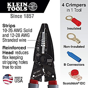 Klein Tools 1019 Klein Kurve Wire Stripper / Crimper / Cutter for B and IDC Connectors, Terminals, More