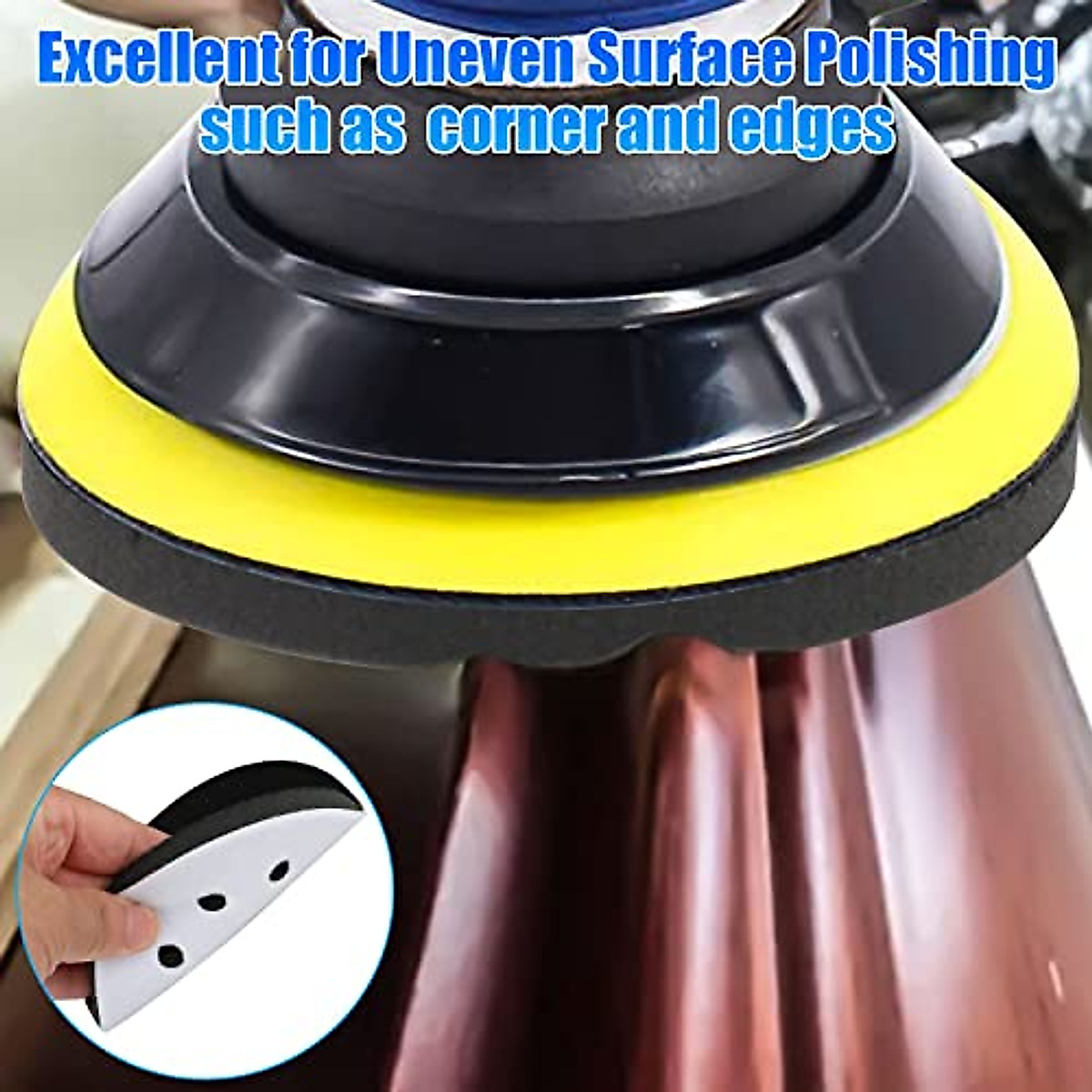 6 Pack Interface Buffer Pads, 5 Inch 8 Holes Hook and Loop Soft Sponge Cushion Buffer Backing Pads Orbital Sander Foam Pad, Foam Interface Sanding Pads for Orbital Sander Automotive Polishing Machine