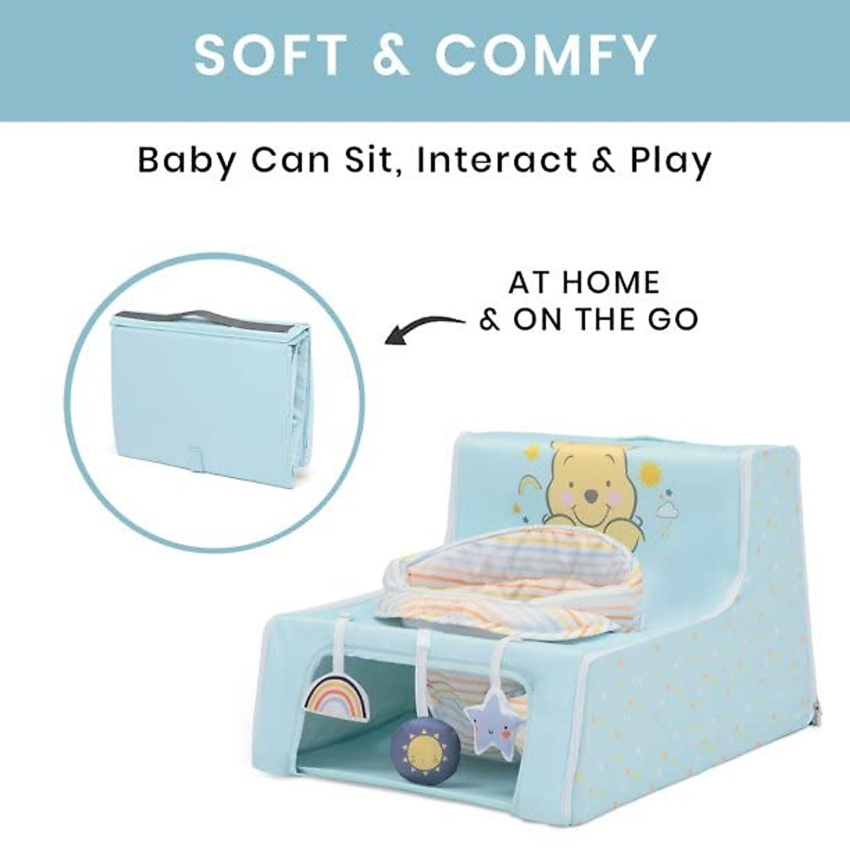 Disney Winnie The Pooh Sit N Play Portable Activity Seat for Babies by Delta Children – Floor Seat for Infants