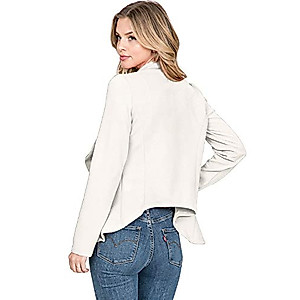 CLOVERY Women's Long Sleeve Cardigan Lightweight Open Front Office Blazer, Ivory X-Large Plus Size