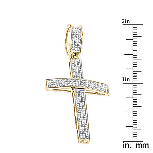 Luxurman 14K Round Pave Set Natural 0.5 Ctw Diamond Cross Pendant (Yellow Gold)