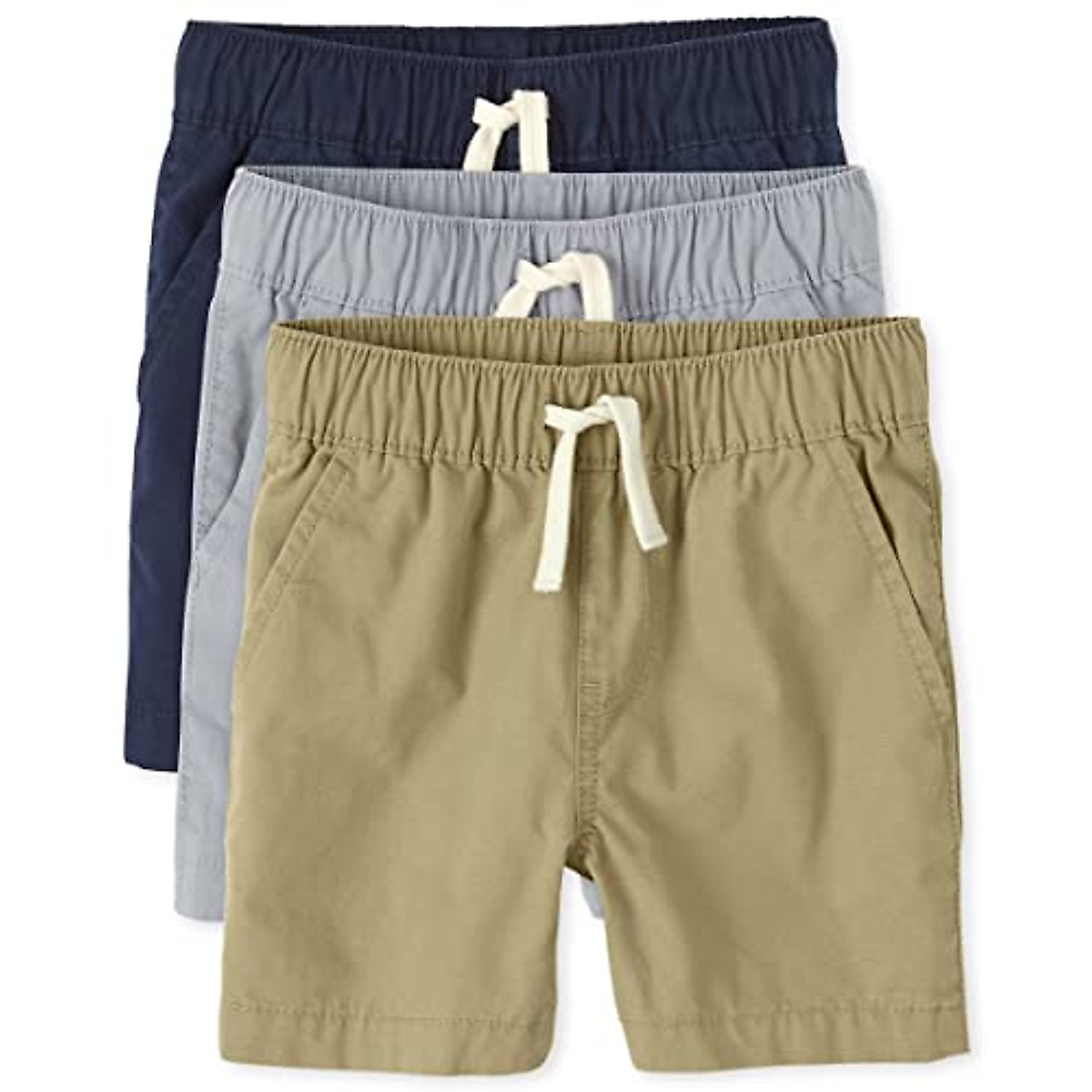 The Children's Place Baby Boys And Toddler Boys Pull on Jogger Shorts,Fin Gray/Flax/Tidal 3 Pack,3T
