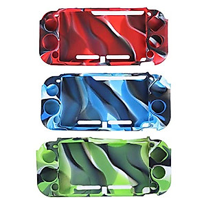 Silicone Gel Rubber Cover Protective Case for Nintendo Switch Lite Console Mini Console Full Protection (Camouflage Red)