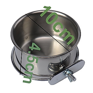 Hypeety Pet Bird Food Feeding and Drinking Hanging Cup Clamp Holder Stainless Steel Hanging Bowl for Parrot Macaw African Greys Budgies Parakeet Cockatiels Conure Lovebirds Finch Pigeon Cage