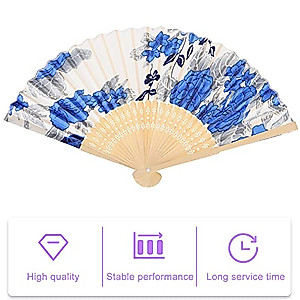 RAZZUM 2 Pcs Floral Folding Hand Fan Chinese Vintage Retro Silk Handheld Fans with Frames for Wedding Dancing Church Party Gifts As Shown Fan