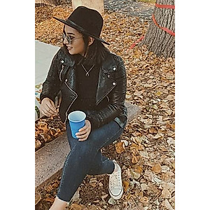 Womens Vintage Wide-Brim Fedora-Hat with Belt-Buckle Panama Hat for Women (Black 1pc, M:56-58cm/22.4-23.2inch)