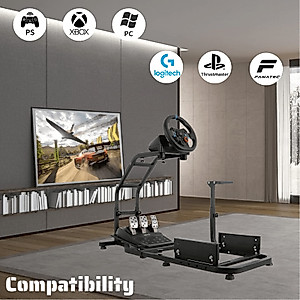 Anman Racing Simulator Mount fit for PC PS4 XBOX ONE Racing Wheel Stand Video Game for Logitech G25/27 G29 G920/923 Fanatec Thrustmaster T500RS T300RS, NOT Include Wheel Shifter Pedals