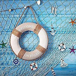 Fish Net Decorative Natural Party Decorations with DIY Accessory, Mediterranean Decor for Pirate, Hawaiian, Mermaid, Under The Sea, Ocean Themed Party, Classroom Cotton Crafting Supplies-DIY Kit