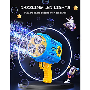 Vewaci Bubble Machine Gun [10,000 Bubbles/Min] [LED Light] Bazooka Bubble Gun, Rechargeable Bubble Blower for Age 3+ Kids/Adults, Birthday Gift Summer Toy for Outdoor Wedding Party