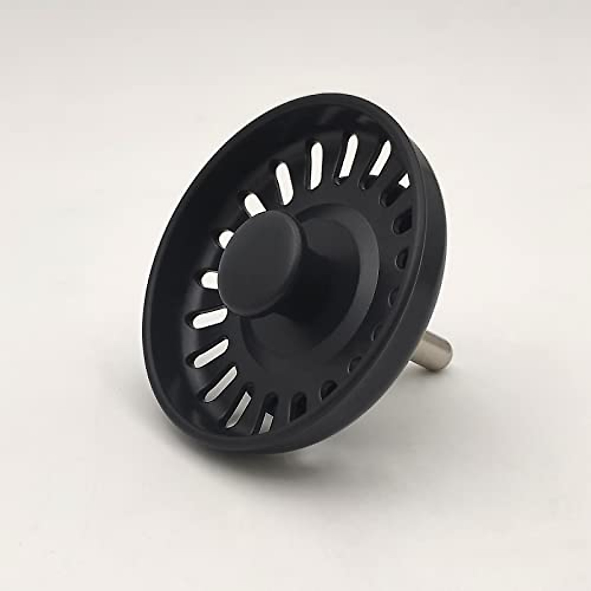 Kitchen Sink Basket Strainer Replacement for EADOT Drains(ESP21-01B/ESP21-01W) for Granite/Fireclay/Stainless Steel Kitchen Sinks ABS Body and Brass Knob Nut With Rubber Stopper (Single, Matte Black)