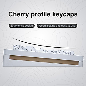 dagaladoo White Topographic keycaps Double Shot PBT keycaps Shine Through Keyboard Keys Side Printed Key caps Cherry Profile Custom keycap Set for100%, 75%, 65%, 60% US Layout Mechanical Keyboard