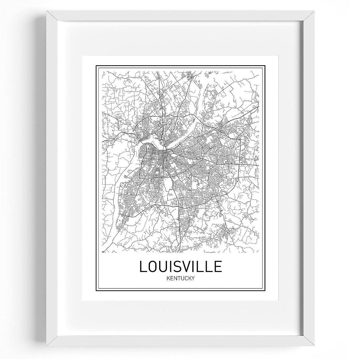 Louisville Poster Map of Louisville Map City Map Posters Modern Map Art City Prints Kentucky Art Minimal Print KY Poster City Poster City Map Wall Art Minimalist Posters 8x10