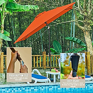 ROWHY Square8×8ft Patio Table Market Umbrella Outdoor Portable Garden Sunshade with Push Button Tilt and Crank Lift System UV Protection Waterproof Sunproof for Lawn Garden, Deck, Backyard ORANGE