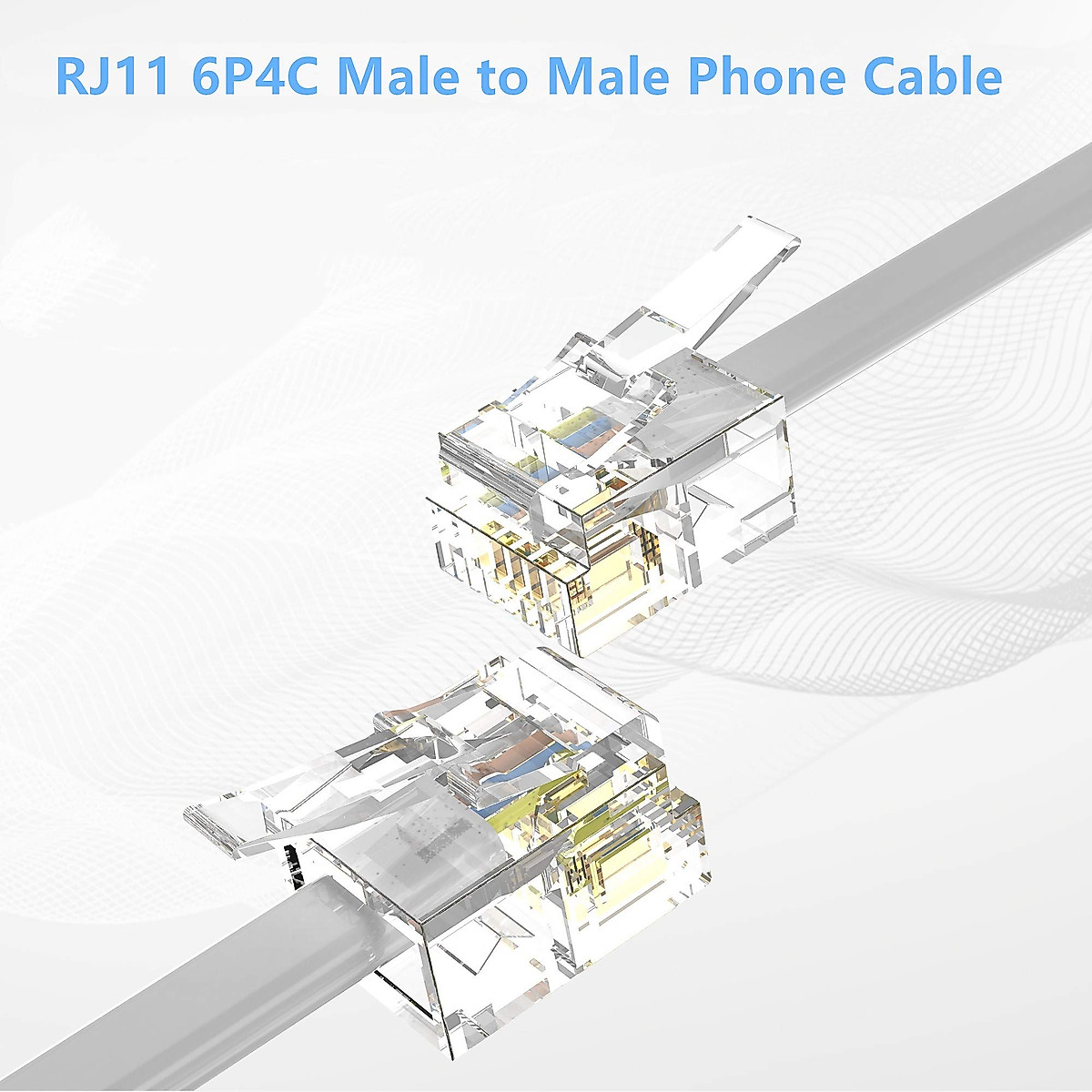Short Phone Cord, 2 Pack 3 inch RJ11 6P4C Male to Male Telephone Landline Extension Cable Line Wire Connector for Landline Telephone, Modem, Fax Machine, White