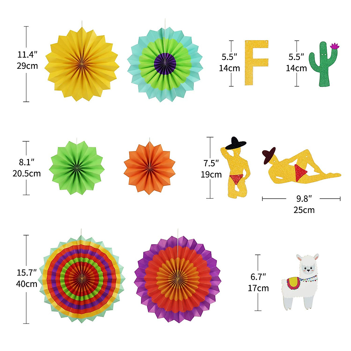 Ecore Fun Banner Mexican Fiesta Theme Party Decor Bachelorette Party Decor Supplies, include Bachelorette Party Fiesta Banner, Glittery Cactus Men Pattern Garland, Fiesta Paper Fans for Party Supplies
