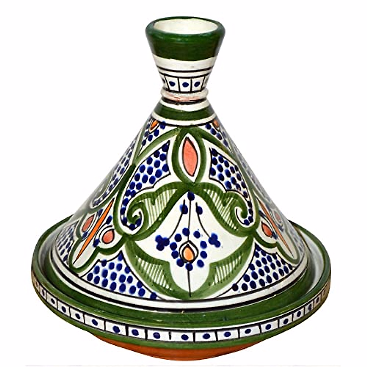 Serving Tagine Handmade Ceramic Tajine Dish Exquisite 10" Verde White Green