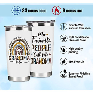 LIZAVY Mothers Day Gifts for Grandma from Grandkids - Great Grandma Gifts - Birthday Gifts for Grandma, Grandma Birthday Gifts - Best Grandma Tumbler 20Oz