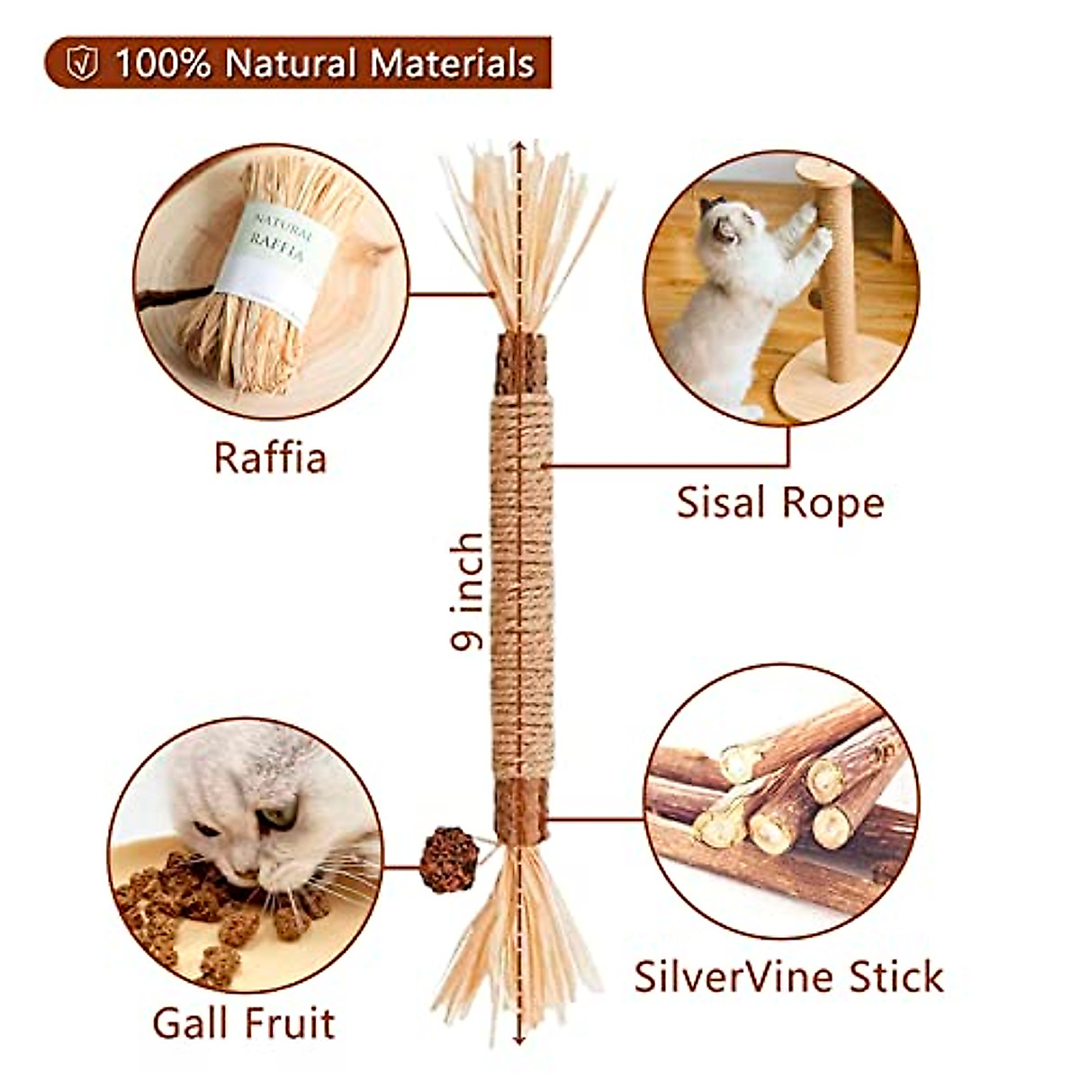 Gochanmon Cat Toys-3Pcs Natural Silvervine Sticks-Catnip Cat Chew Toys for Kitten Teeth Cleaning-Matatabi Cat Treat Toy-Edible Kitty Toys for Cats Lick (3Psc)