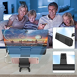 Kadlawus Magnifier Phone Screen Projector - 12 Inch Portable Audio Mobile Phone Screen Amplifier with Audio Anti-Blue Light Ultra Slear Screen Mobile Phone Magnifier