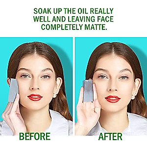 1200 Sheets Natural Blotting Paper for Oily Skin with Bamboo Charcoal, Oil Blotting Sheets for Face, Makeup Blotting Paper, 3 7/8" and 2.75"