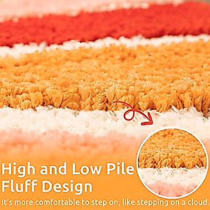 NOTASA Boho Bathroom Rugs Half Circle Bath Mat Cute Bohemian Bath Rug for Bedroom Large Carpet Home Decor Non-Slip Semi Round Shower Rug Funny Washable Indoor Floor Door Mat Sun Retro 20x37inch