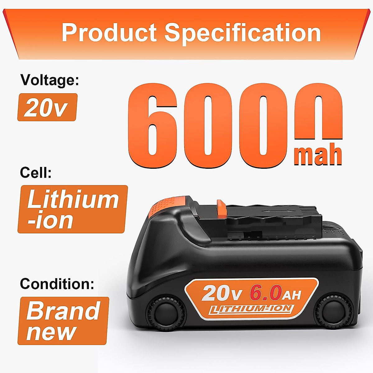 SUnMilY Upgraded 4Pack 6.0Ah Replacement for Dewalt 20V Max Battery Compatible with Dewalt 20V Battery DCB200 DCB201 DCB204 DCB206 DCD/DCF/DCG/DCS Series Cordless Power Tools