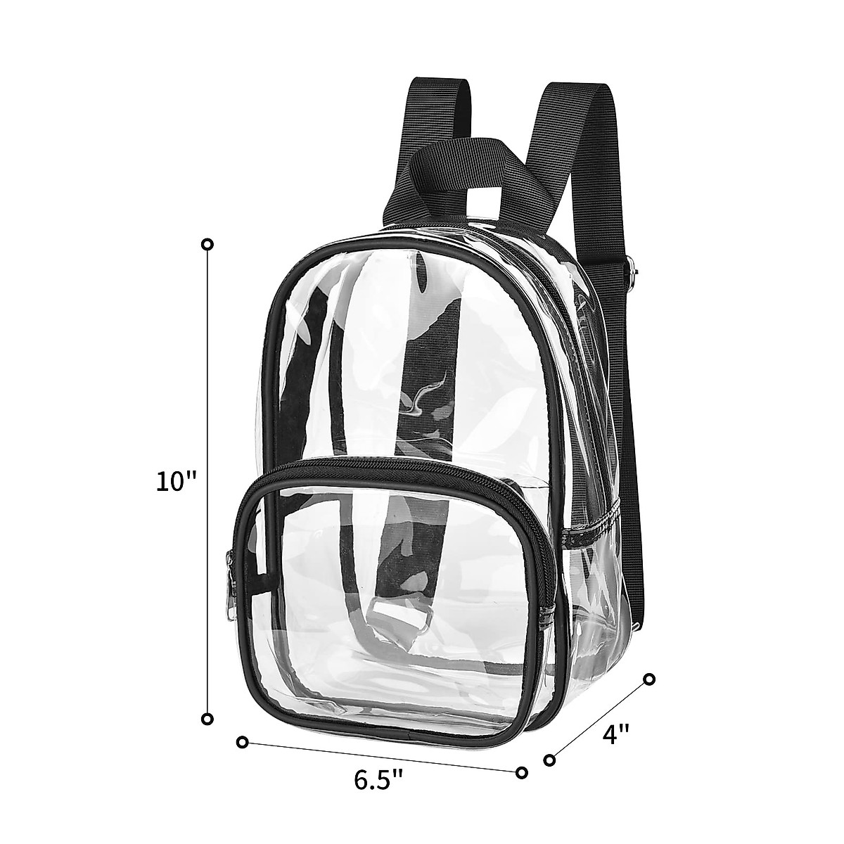 MAY TREE Clear Mini Backpack Fashion Cute Clear Backpack Stadium Approved for Work Concert Security Travel Sports (Black)