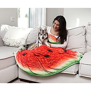 Watermelon Slice Round Fleece Throw Blanket | Plush Soft Polyester Cover For Sofa and Bed, Cozy Home Decor Room Essentials | Cute Gifts and Collectibles | 60 Inches