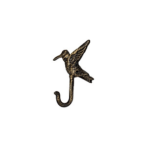FantasHome Wall Mounted Cast Iron Home Decor Single Hook with Unique Design (Hummingbird)