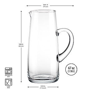 Glass Water Pitcher with Spout – 63 Oz Elegant Serving Carafe for Water, Juice, Sangria, Lemonade, and Cocktails – Clear Glass Beverage Pitcher.