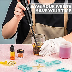ISTOYO Premium Resin Mixer, Handheld Battery Epoxy Mixer for Saving Your Wrist, Epoxy Resin Mixer Pro, Resin Stirrer for Resin, Resin Molds, Silicone Molds Mixing, DIY Crafts (Included 4 pcs Paddles)