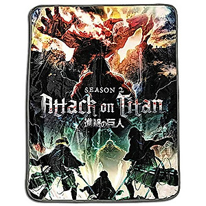 Great Eastern Entertainment Attack On Titan Season 2- Key Art Sublimation Throw Blanket, Multicolor