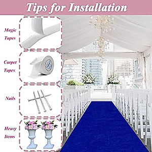 Aisle Runner for Wedding Ceremony Blue Aisle Runners Indoor Outdoor Carpet Runner 2.5x15FT Hallway Carpet Rug for Bride Wedding Runner Floor Runway with Carpet Tapes Rustic Birthday Aisle Decorations