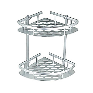 Bathroom Corner Shelf,2 Tier Shower Caddy Shelf Storage Rack Aluminum Satina Corner Shampoo Basket Holder