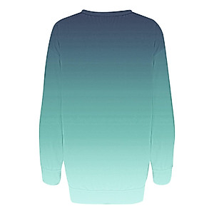 Ceboyel Women Tie Dye Long Sleeve Shirt Trendy Crewneck Sweatshirt Pullover Loose Fit Casual Tops Fall Fashion Clothes 2023 Plus Size Sweaters for Women Green L