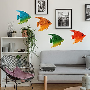 Cruis Cuka Outdoor Metal Wall Art Cute Fish Fence Decorations for Backyard Wall Decor Outside Lawn Ornaments - Set of 4