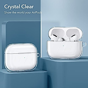 ESR Upgrade Clear Carrying Case for AirPods Pro Case 2019, Air Ripple Protective TPU Cover with Keychain [Won't Affect Wireless Charging] [Visible Front LED] [Dust & Shock-Resistant], Clear