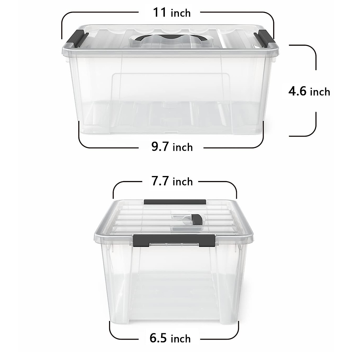 WYT 12 Pack Small 5-Quart Clear Plastic Storage Bins with Lids and Latch Buckles, Storage Organizer Container with Handle