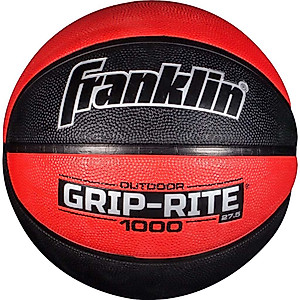 Franklin Sports Grip-Rite 1000 Youth Basketball - Durable Construction - Junior Size Basketball for School, Camp, Home Practice - Indoor and Outdoor Ball - Black/Red - 27.5"