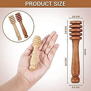 DaringCut Handcrafted wooden honey dipper stick honey spoons for tea individually wrapped - Chocolate/Glucose/Maple Syrup honey drizzler honey stirrers (Jujube Wood) (Pack of 2, Dark & Light Wood)