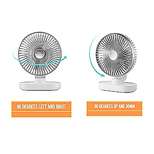 Vortex D77 White Adjustable Angle Shaking Head Quiet Air Supply Large Battery Capacity 4000mAH 4 Speed Modes Strong Wind Press Switch Rechargeable Fan