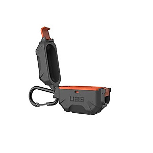 URBAN ARMOR GEAR UAG Designed for AirPod Case Silver Orange (3rd Generation, 2021) Durable Protective Soft-Touch Silicone with Detachable Carabiner, Pathfinder
