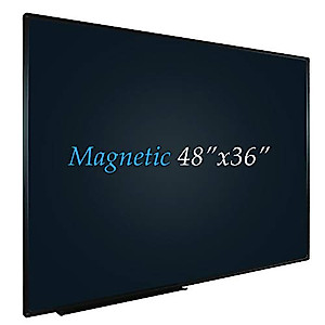 JILoffice Magnetic Black Chalkboard/Black Board 48 x 36 Inch, Black Aluminum Frame Board with Marker Tray for Office Home and School