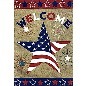 American Star Burlap Garden Flag Patriotic Welcome 12.5" x 18" Briarwood Lane