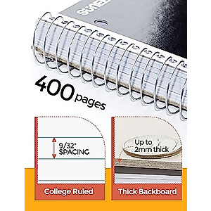 SUNEE Color Will Vary 5 Subject Notebook College Ruled - 200 Sheets, 8.5"x11", 4 Pocket Dividers, 3-Hole Punched Paper